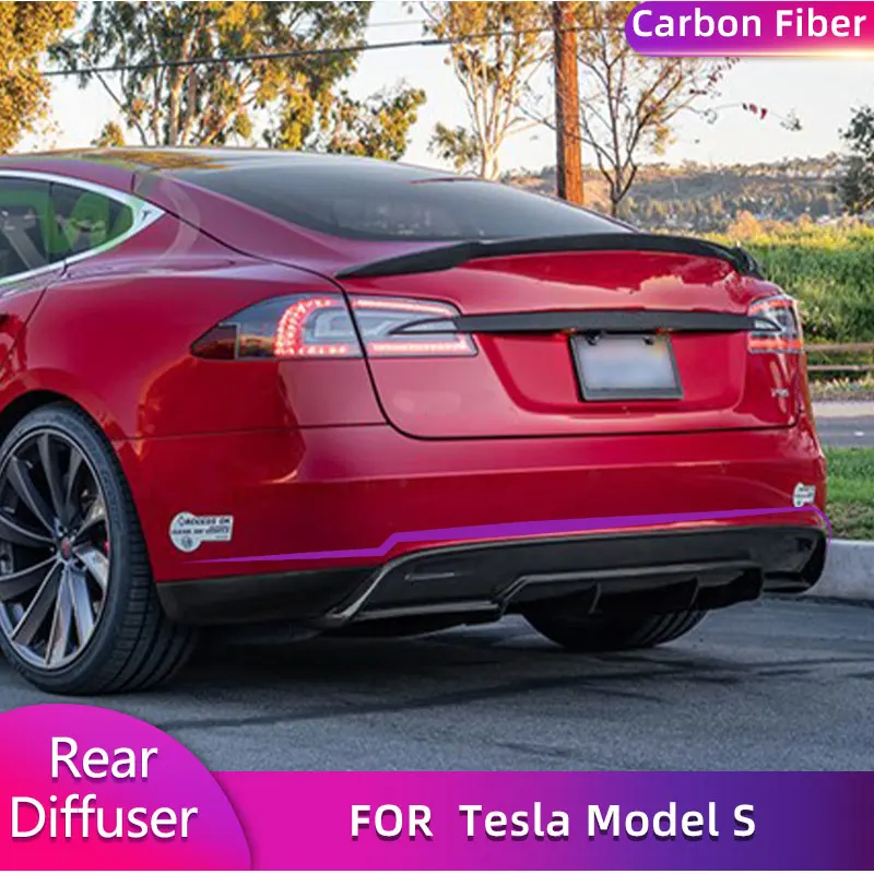 Carbon-Fiber-Car-Rear-Bumper-Diffuser-Lip-For-Tesla-Model-S-Sedan-4 ...