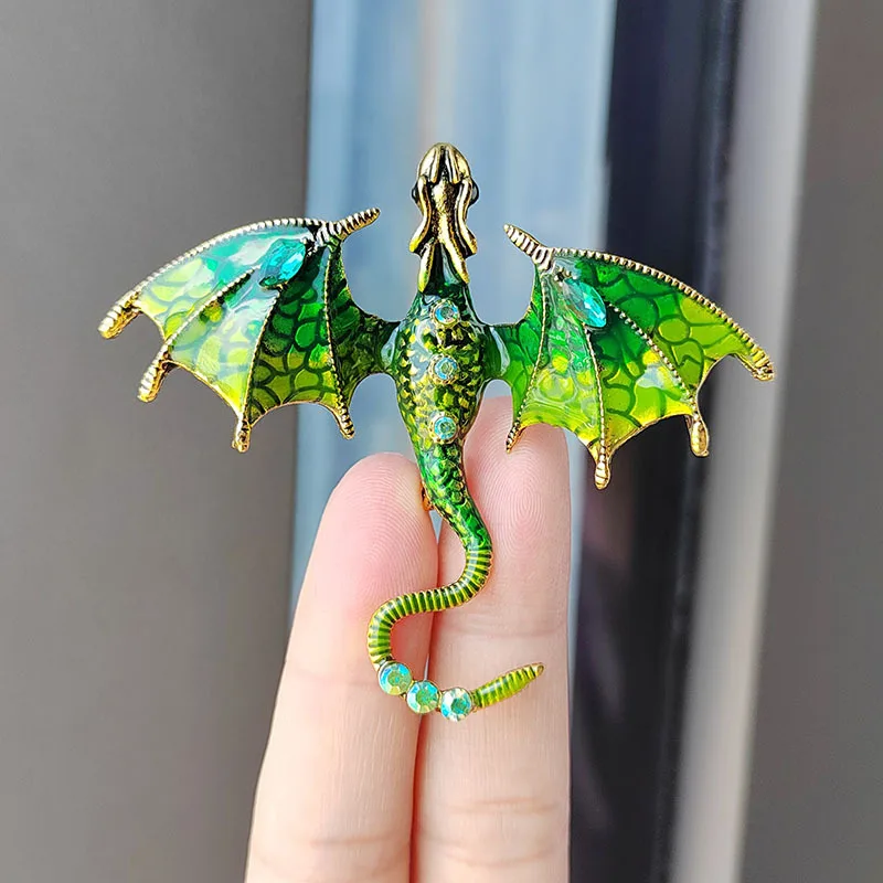Retro-Enamel-Dragon-Brooches-For-Women-Men-6-color-Rhinestone-Flying ...