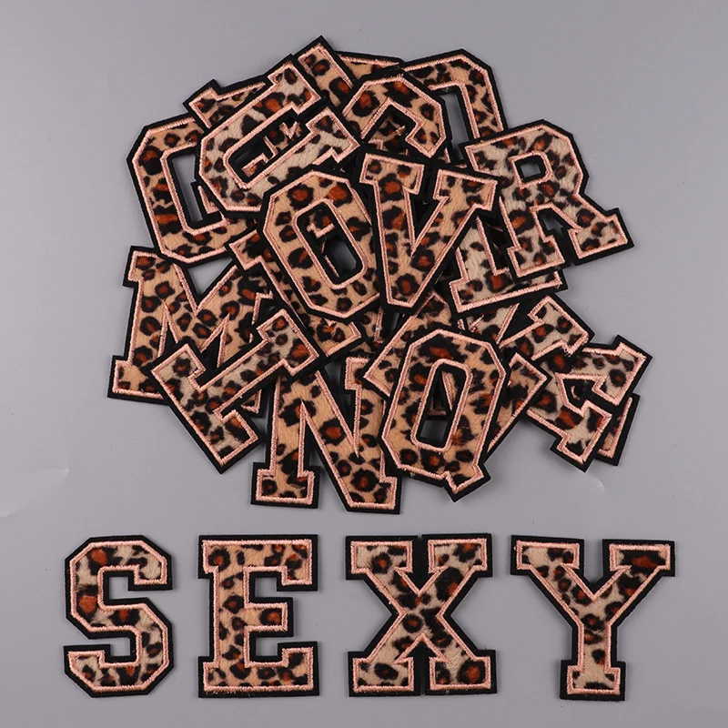 A-Z-English-Letters-Patch-Leopard-print-embroidery-Patch-Letter-Iron-On ...