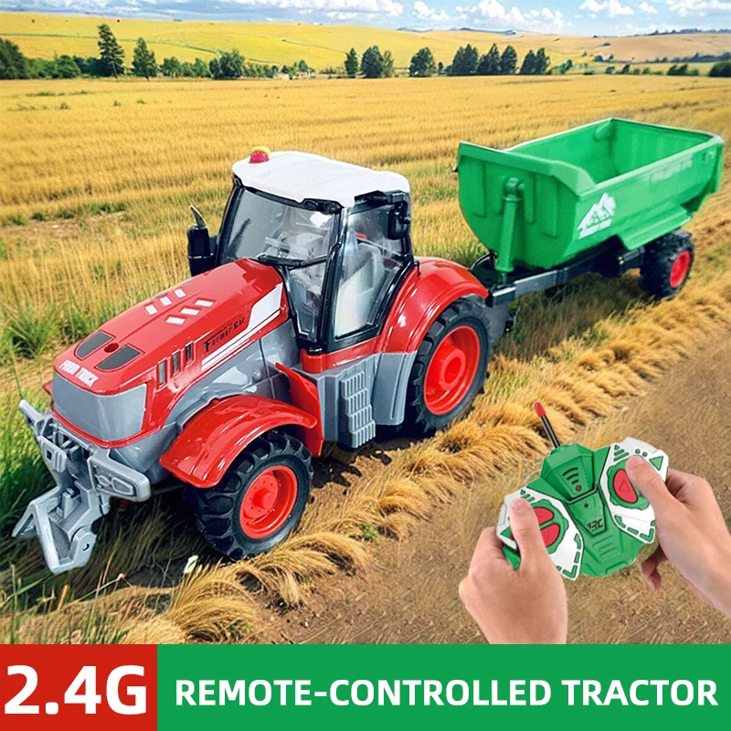 1-24-RC-Farmer-Toys-Set-Tractor-Trailer-with-LED-Headlight-2-4G-Remote ...