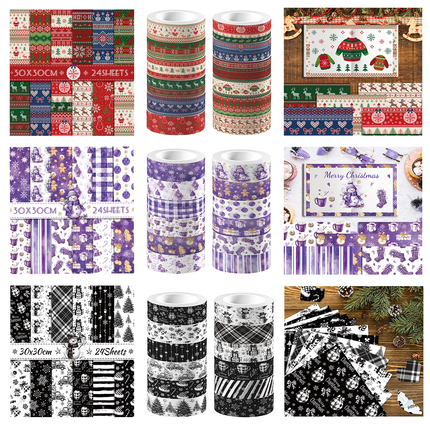 Christmas Washi Tape And Background Paper Photo Album Decor Card Making ...