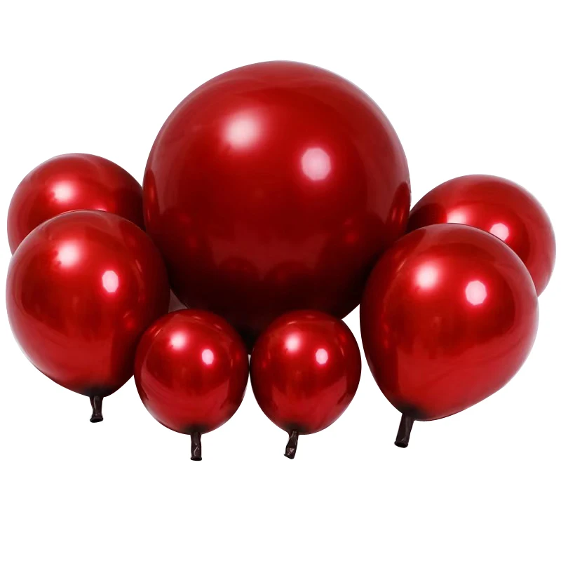 20-10Pcs-Chrome-Burgundy-Balloons-Double-Stuffed-Wine-Ruby-Red-Latex ...
