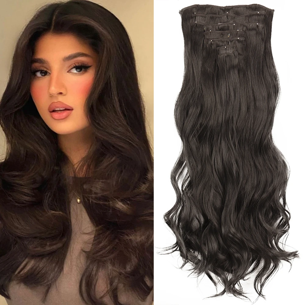 Synthetic-Long-Curly-Wavy-Hair-Extensions-16-Clips-In-Hairpieces-Heat ...