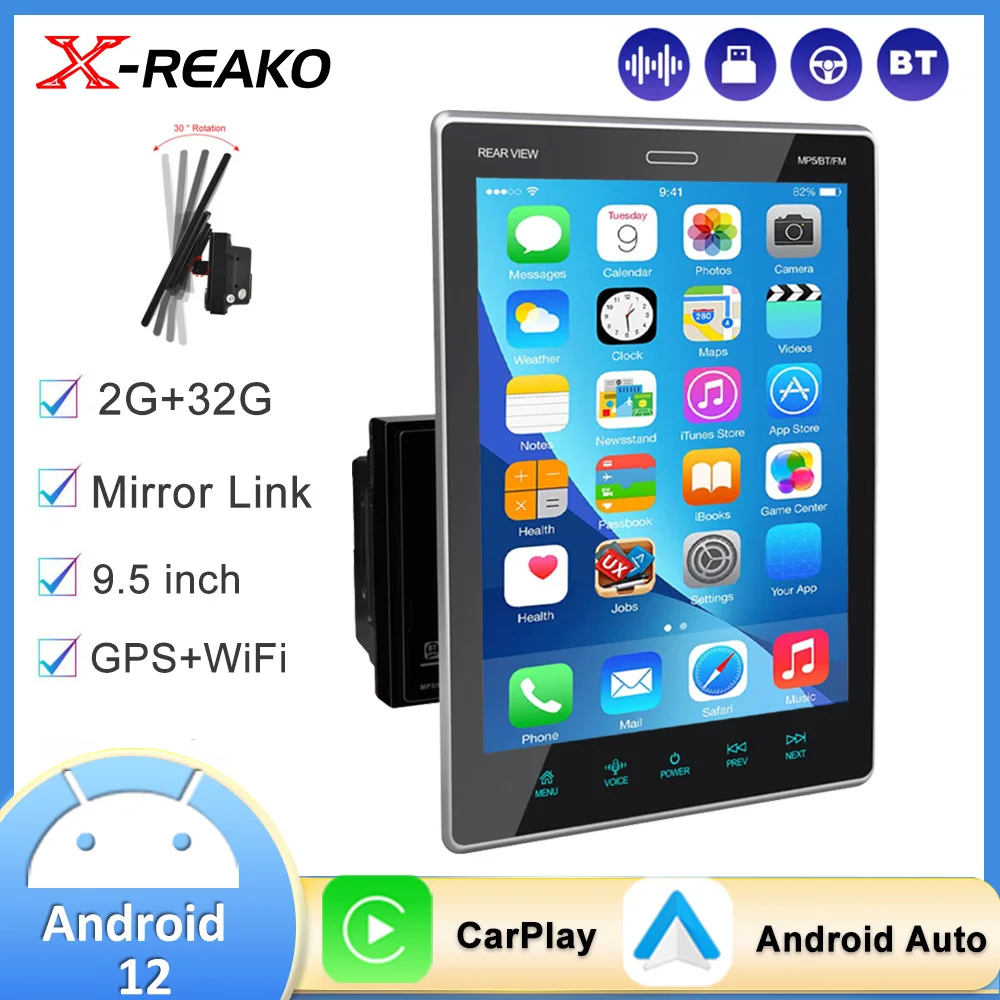 X-REAKO-2din-GPS-Car-Stereo-Radio-9-5-Android-12-Vertical-Screen ...