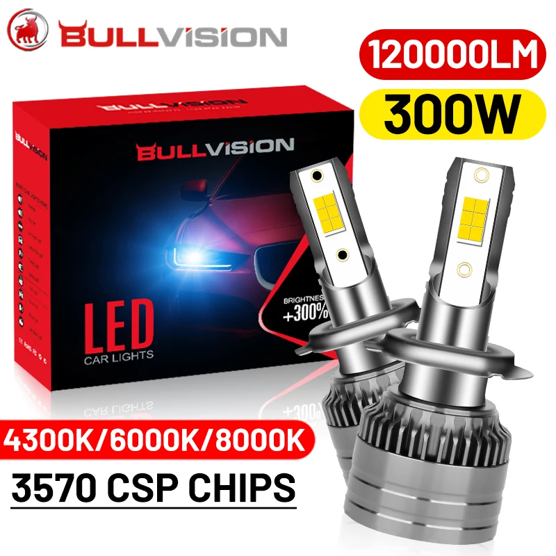 Bullvision H4 H7 LED Canbus 150000LM 300W 3570 CSP Car Headlight H1 H11 ...