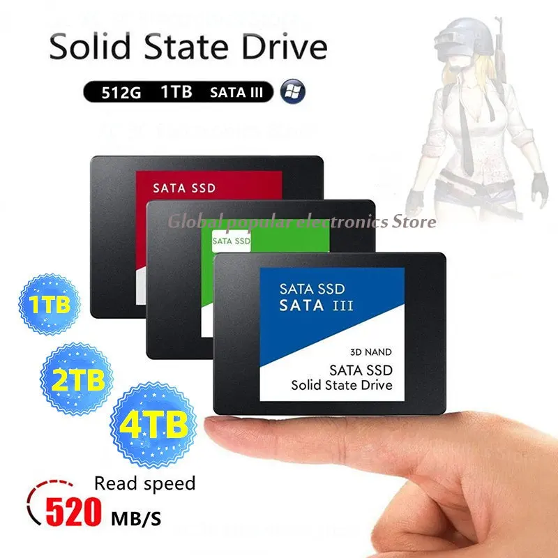 2023 SSD 4TB Sata 1TB Disco Rígido Sata3 2.5 Polegada Ssd 2TB TLC 500 MB/s Unidades internas de ...