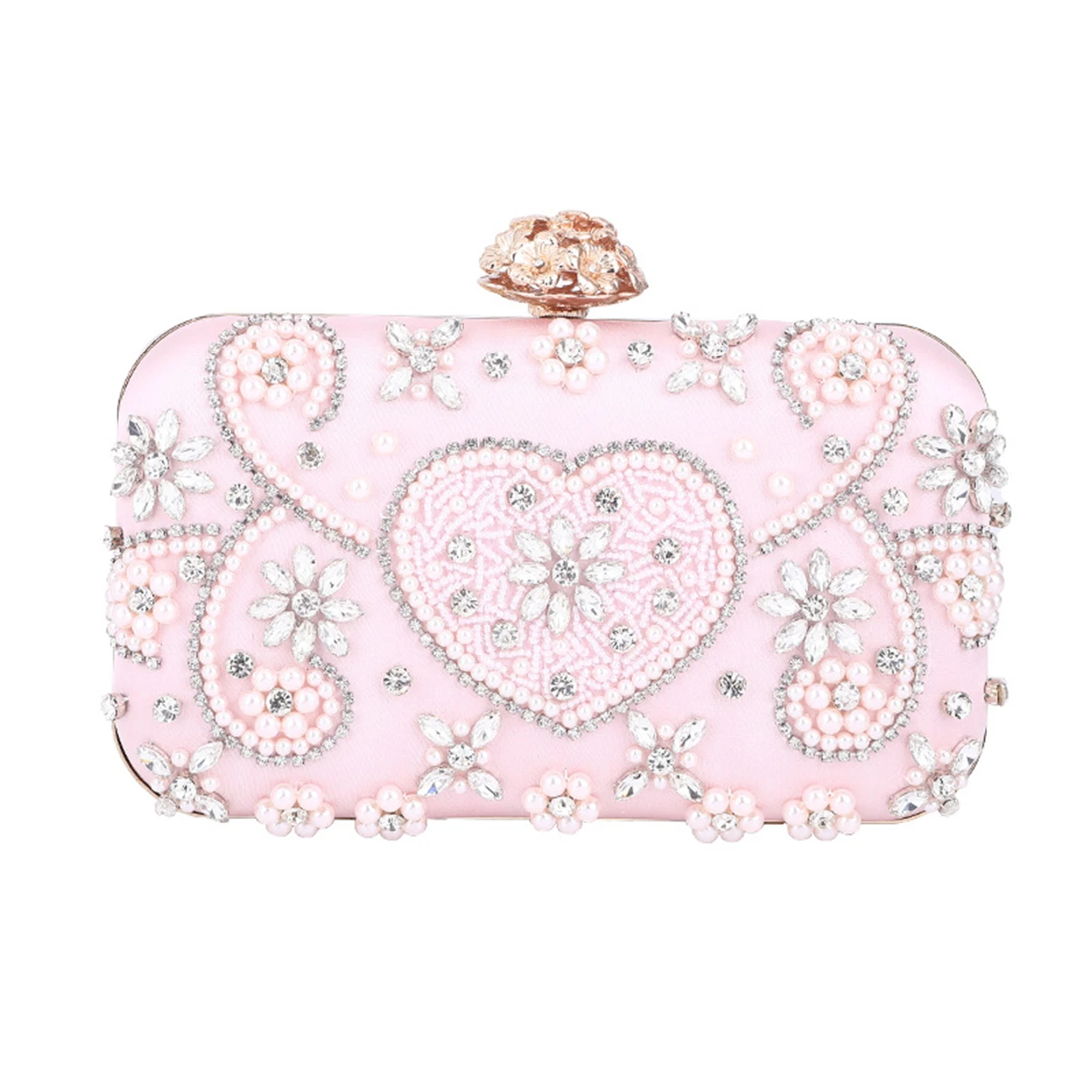 Wedding Party Rhinestone shoulder bag rose clasp crystal clutch cute ...
