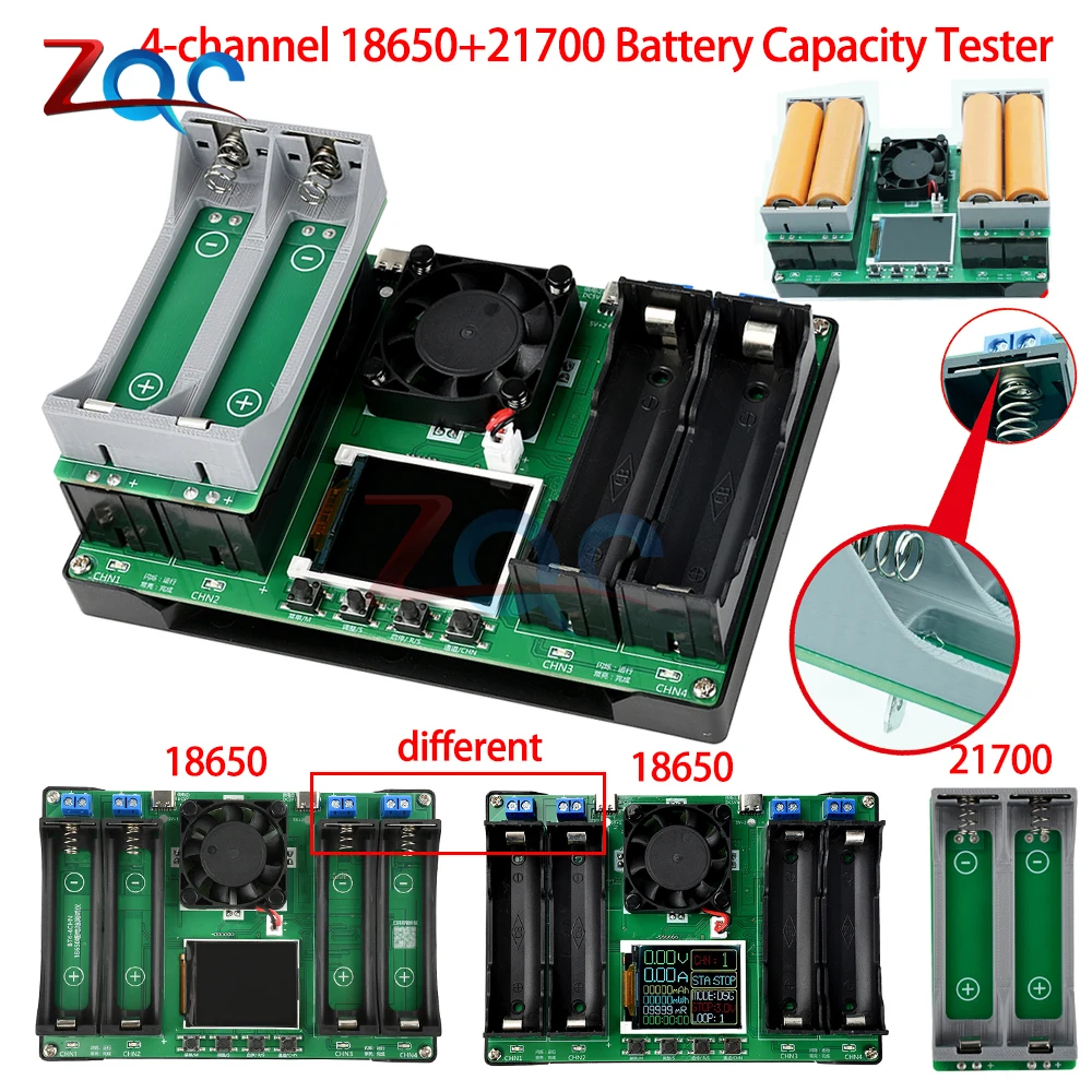 18650 21700 Lithium Battery Capacity Tester Module 4-Channel Battery ...