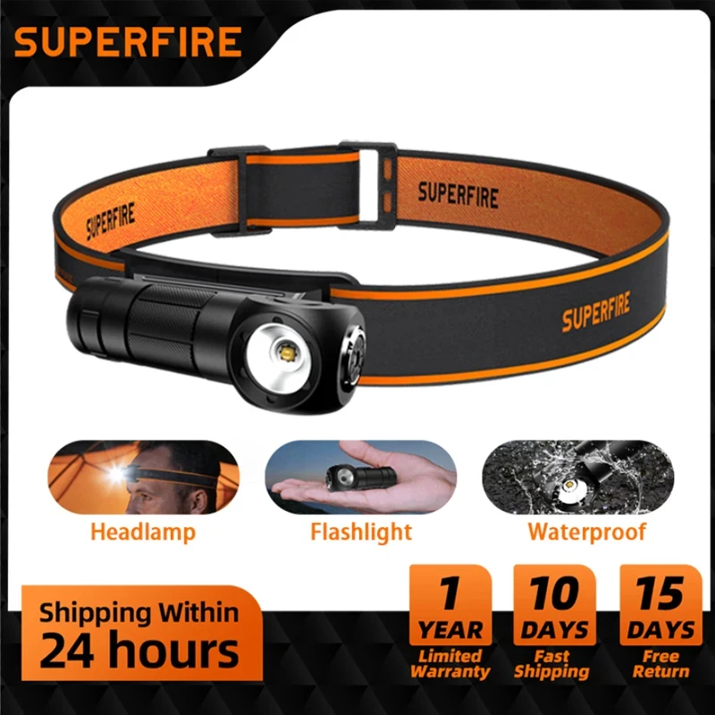 New-SUPERFIRE-LED-Headlamp-USB-C-Rechargeable-90-Headlight-18650 ...