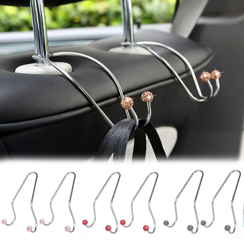 2pcs-Car-Rear-Seat-Hooks-with-Rhinestone-Decor-Car-Stainless-Steel-Hook ...