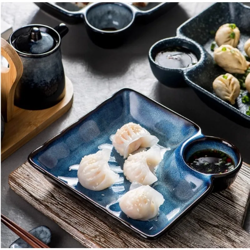 Japanese Dumpling Plate with Vinegar Plate Ceramic Tableware Simple ...