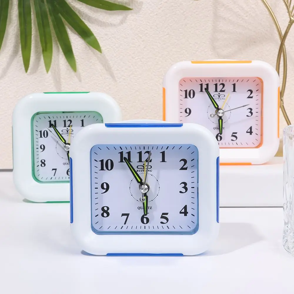 Quartz Alarm Clock With Night Light No Tick Snooze Silent Small Bedside ...