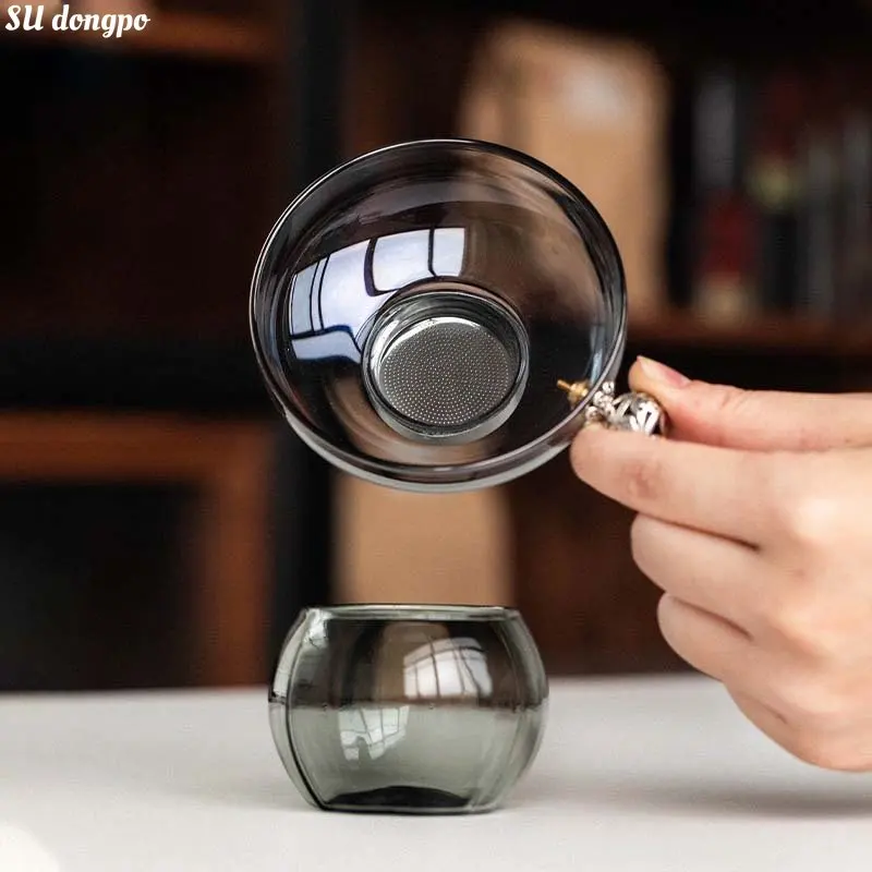 Japanese Smoky Grey Transparent Glass Tea Strainer and Tea Filter ...