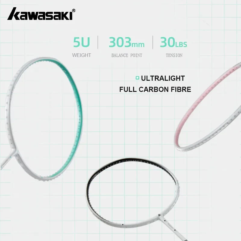 Kawasaki-2-Racket-Badminton-Ultralight-Full-Carbon-Fiber-Flexible-All ...