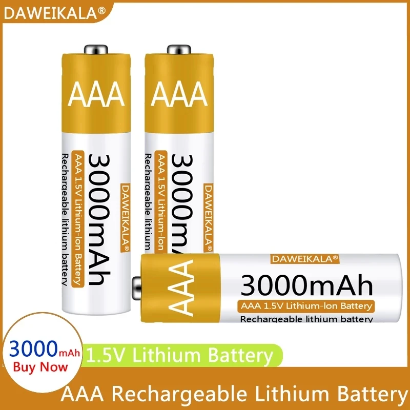 Daweikala-1-5V-Li-ion-AAA-Rechargeable-Battery-3000mAh-AAA-Lithium-ion ...