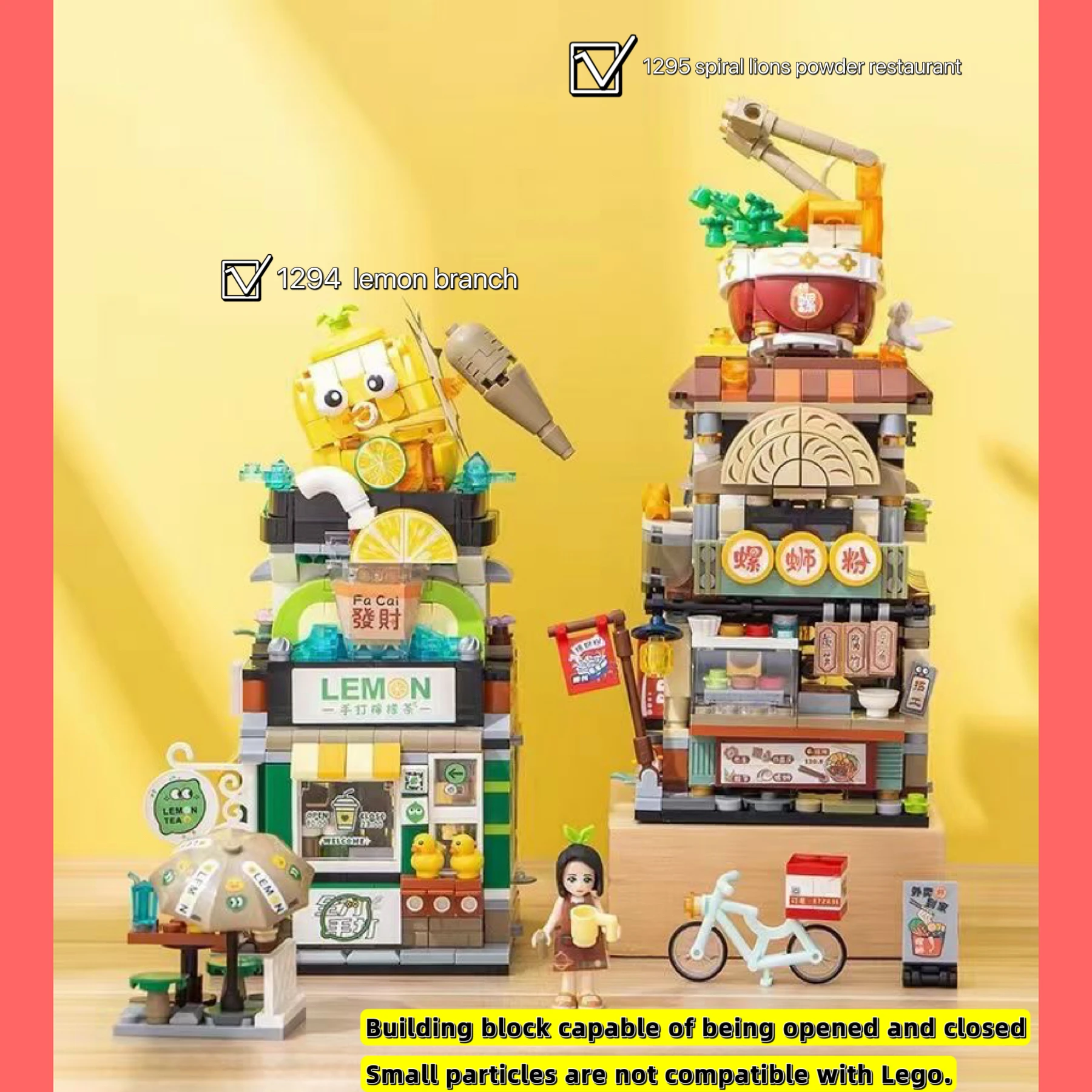 NEW-LOZ-Lizhi-Folding-Block-Series-Food-Street-View-Lemon-Tea-Luosifen-Shop-Decoration-Assembly ...