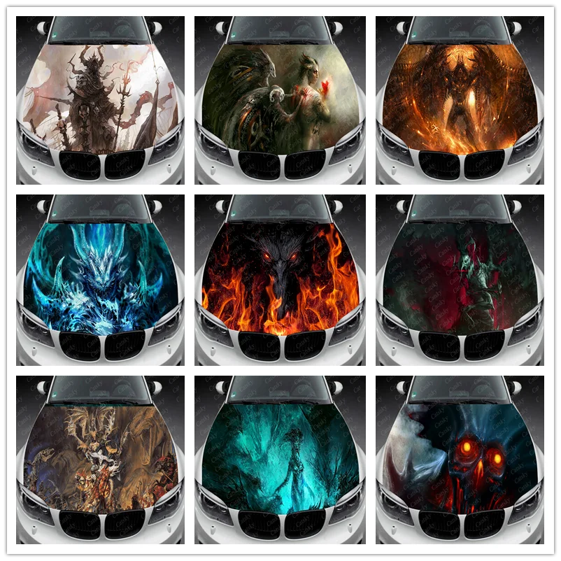 Dark-Demon-Hood-Vinyl-Stickers-Wrap-Vinyl-Film-Engine-Cover-Decals ...