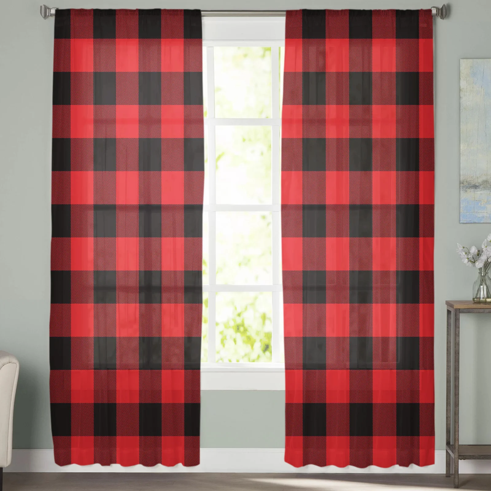 Red Buffalo Check Curtains
