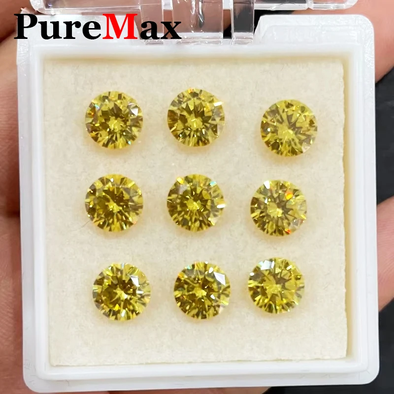 Premium Gold Yellow Full Size 5-14mm Original Moissanite Loose Stone ...