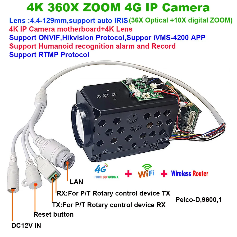 4K-8MP-360X-Optical-zoom-4G-IP-Camera-auto-IRIS-Hikvision-protocol-RTMP ...