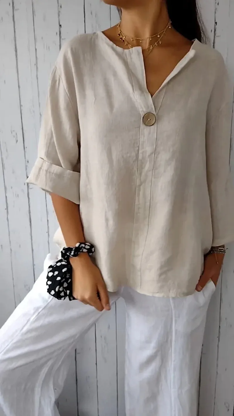 Summer-New-Loose-T-shirt-Women-s-V-neck-Cotton-Linen-Button-Top.jpg