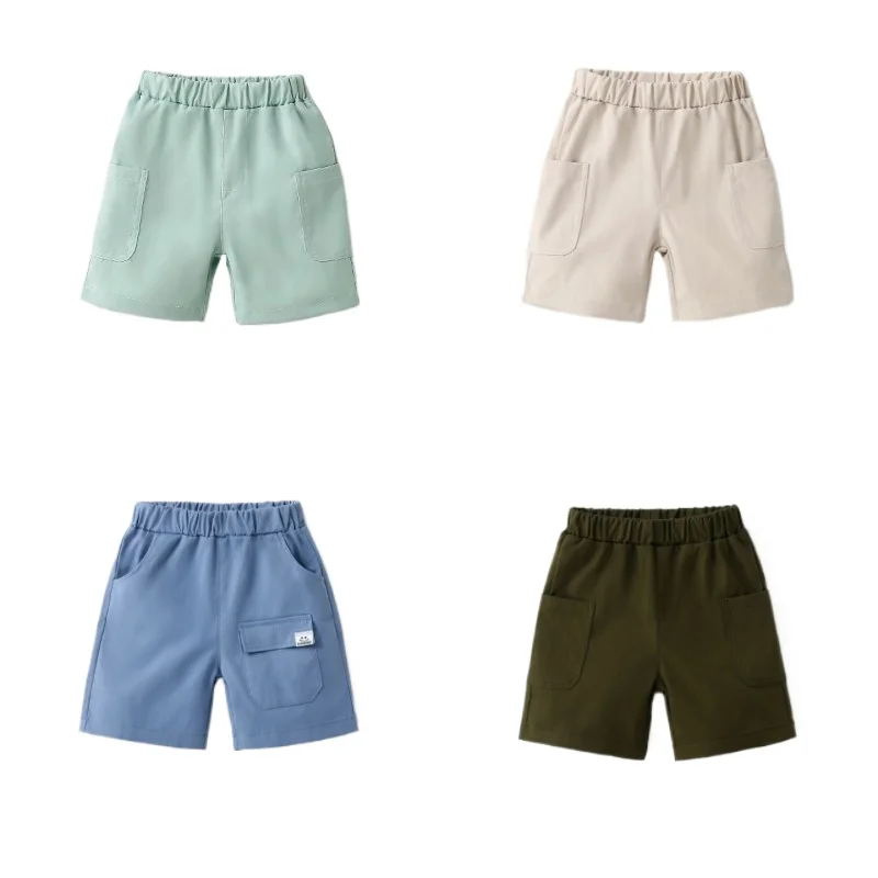 2025 Summer New Boys European and American Woven Cotton Shorts Student ...