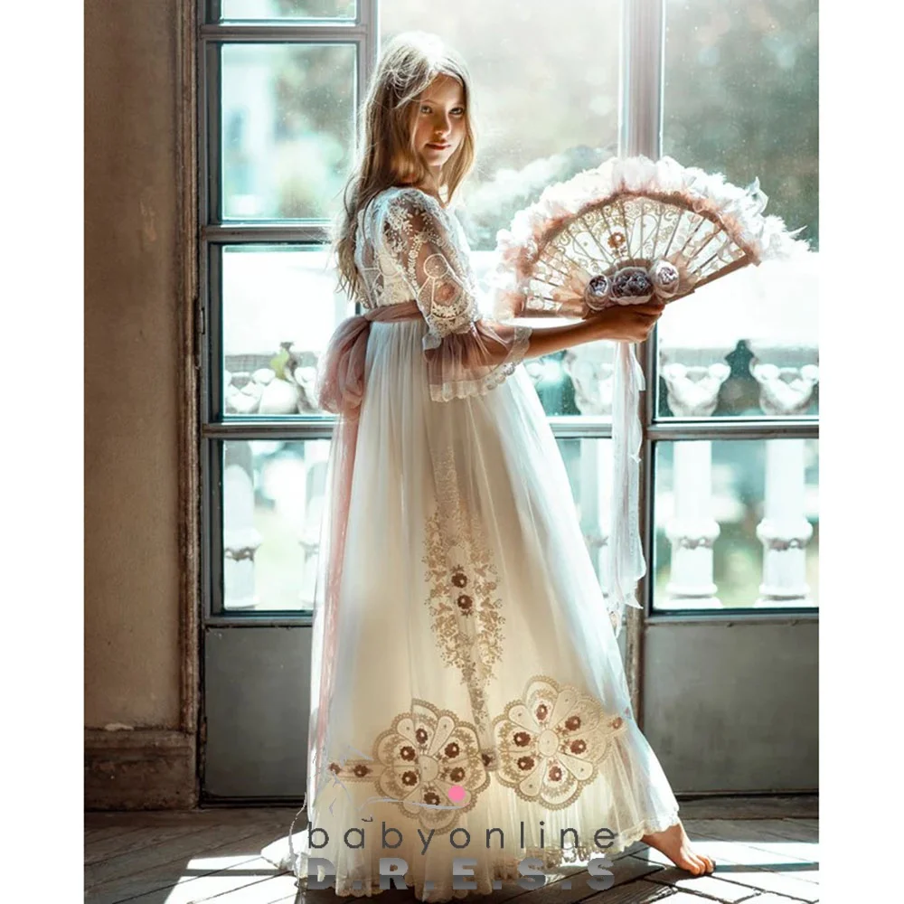 Vestido de Comunhão Personalizado BABYONLINE para Menina, Decote em V ...