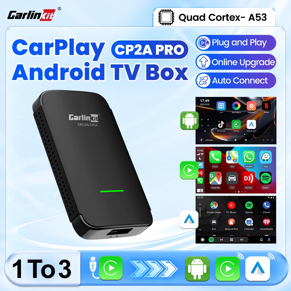 CarlinKit 4.0 CP2A Pro 3-In-1 Android TV Box CarPlay Ai Box Support ...
