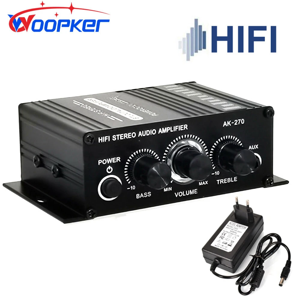 AK-270 HIFI Amplifier Channel 2.0 Stereo Audio Sound Amp Bass Trebl for ...