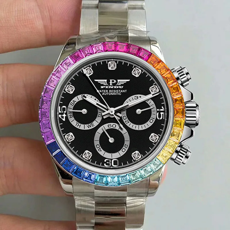 PINDU Automatic Mechanical Watch for Men Stainless Steel Waterproof ...