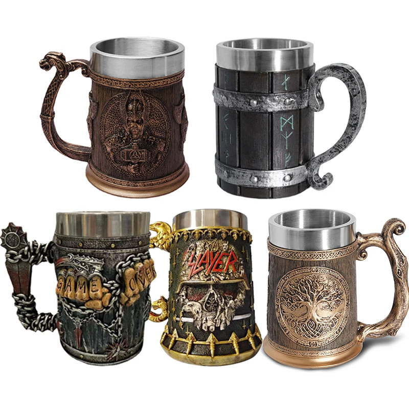 Mitologia nordycka kufle do piwa drzewo świata Viking wojownik dębowa ...