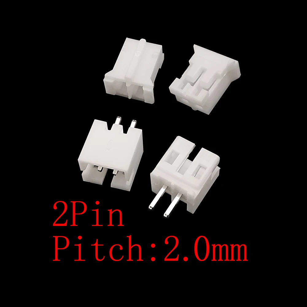 50pcs Ph2.0 Pitch 2.0mm 2 Pin Terminals Plastic Housing Male Plug / Female Socket Terminal ...
