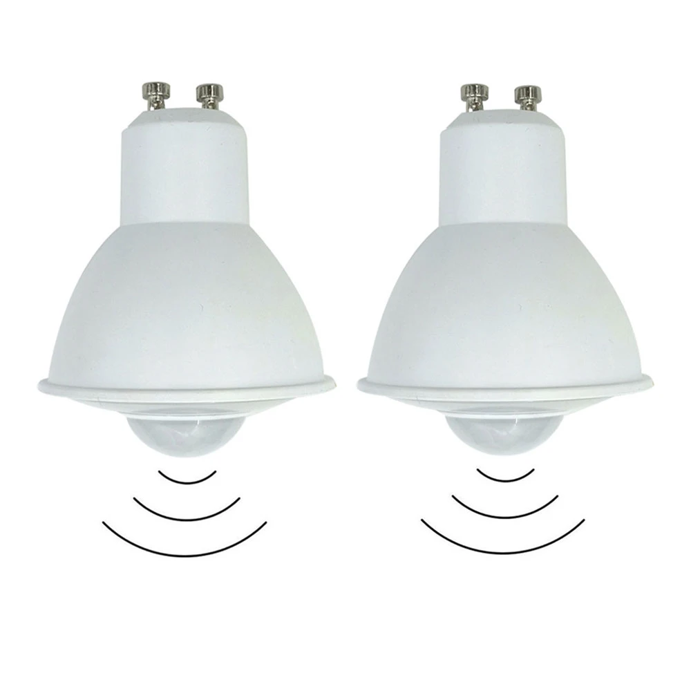 2-piece 6w Pir Motion Sensor Light Gu10 Bulb 50w Halogen Equivalent ...