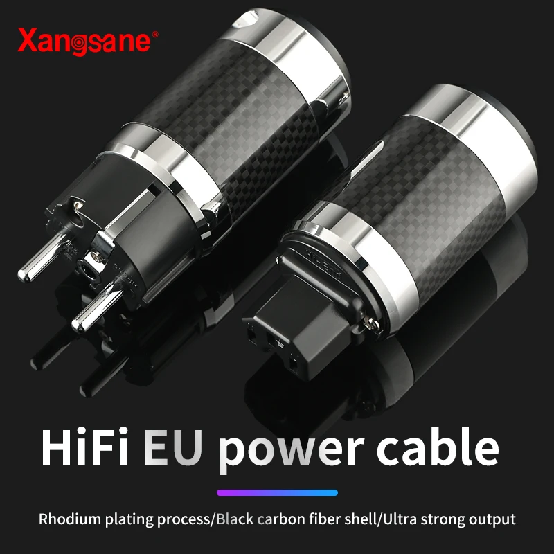 Carbon fiber EU pure red copper rhodium plated plug hifi power plug ...