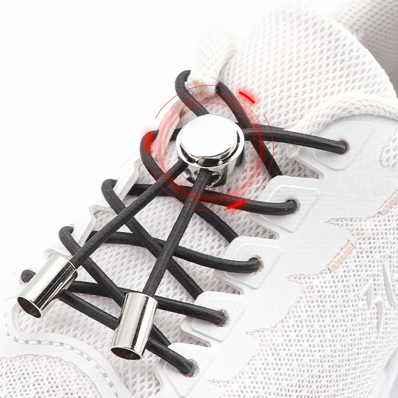 1-Pair-Round-Elastic-Shoe-Laces-No-Tie-Shoelaces-Tieless-Metal-Spring ...