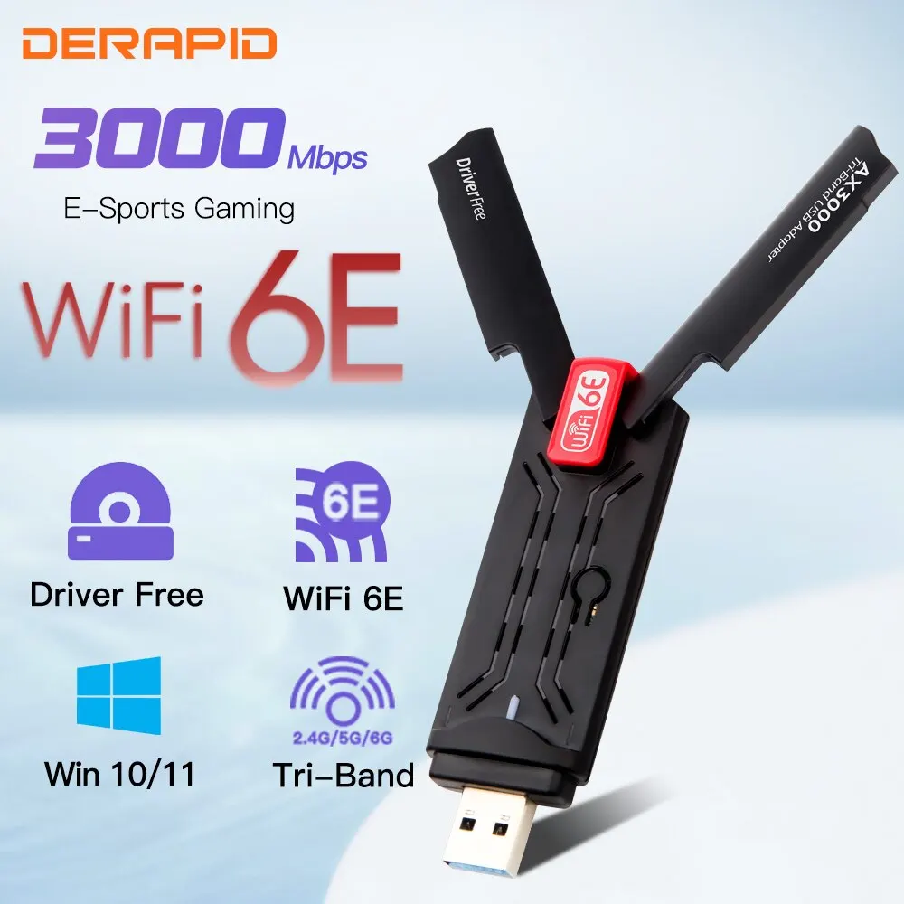 Derapid-wifi-6e-adapter-ax3000-usb-3-0-triple-band-wireless-karte-Wi ...