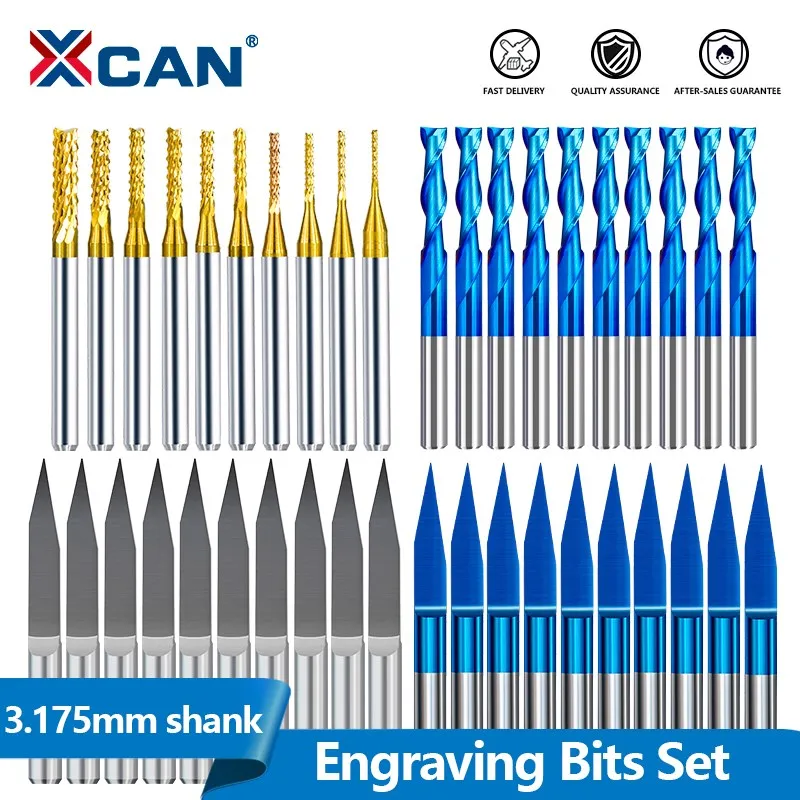 XCAN-Corn-Milling-Cutter-3-175mm-Shank-Flat-Bottom-Engraving-Bits-V ...