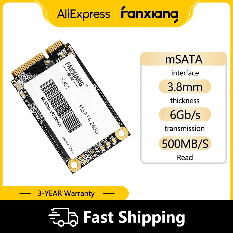 Fanxiang s301 ssd msata ssd 3.8mm 128gb 256gb 512gb 1tb disco rígido msata pcie ssd disco rígido ...
