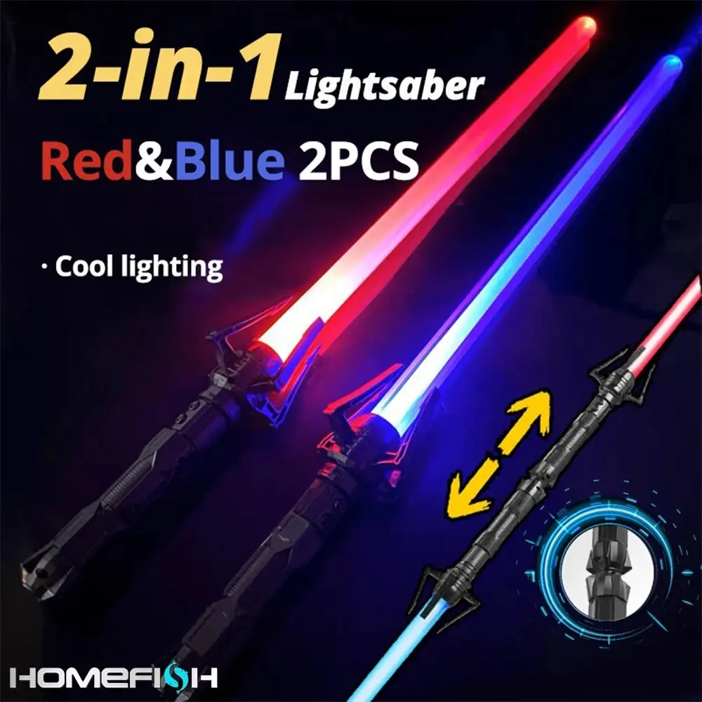 2PCS-2-in-1-Laser-Sword-Red-and-Blue-Double-Saber-Transformation ...