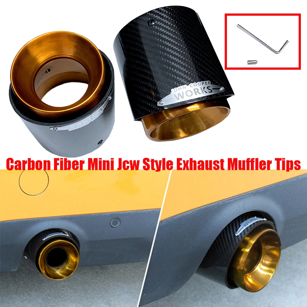 Gold-Inner-Carbon-Fiber-Mini-Jcw-Style-Exhaust-Tail-Muffler-Tips-For ...