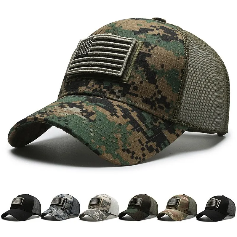 Bandeira americana camuflagem adesivo bordado Baseball Cap Net Hat Men ...