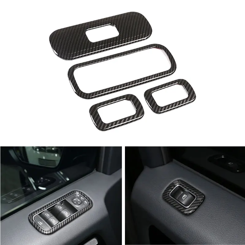 Carbon Fiber Texture Window Switch Control Panel Button Frame Cover ...