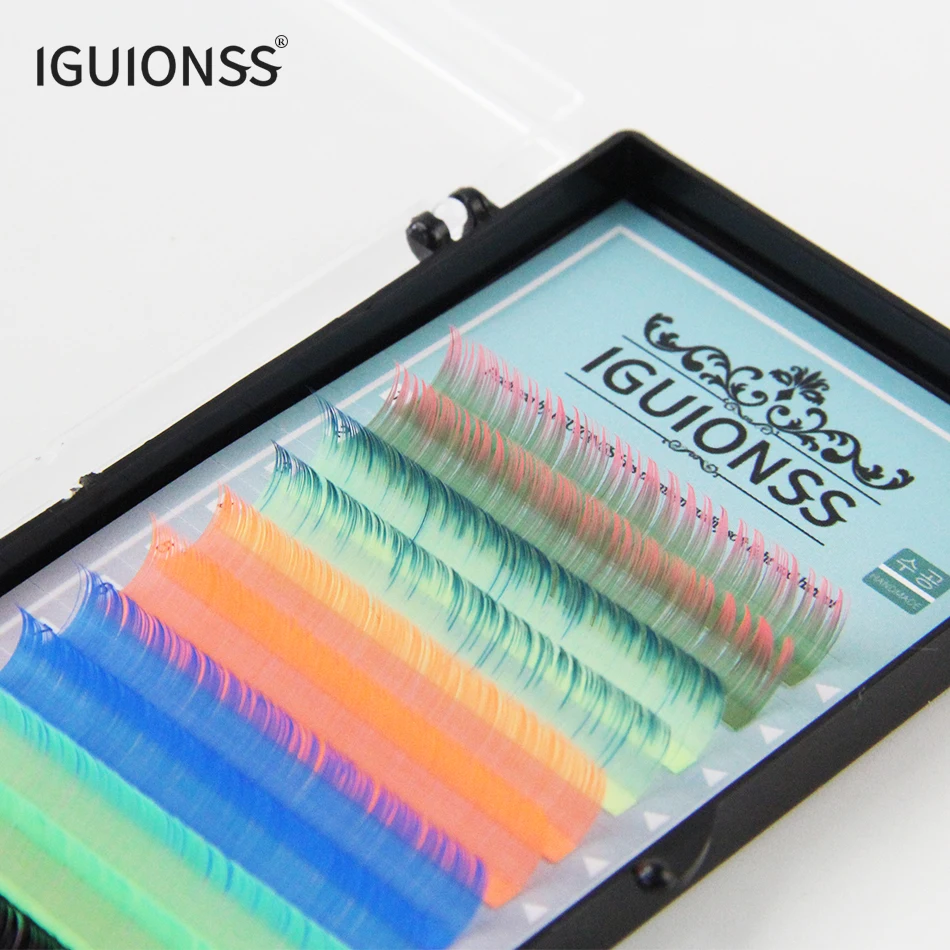 NEW-IGUIONSS-Mix-Color-Eyelashes-Make-up-UV-Neon-Lash-Soft-Natural ...