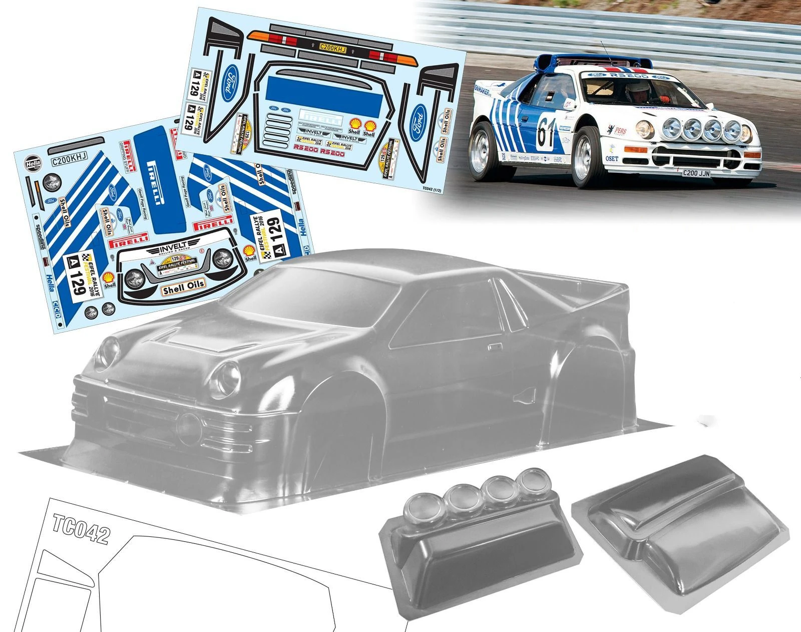 1-10-RS200-Rally-drift-RC-PC-body-shell-lampshade-190mm-width ...