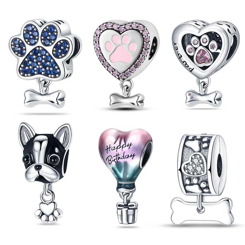 New Cute Heart Pet Paw Charms Fit Pandora 925 Original Bracelets 100% ...