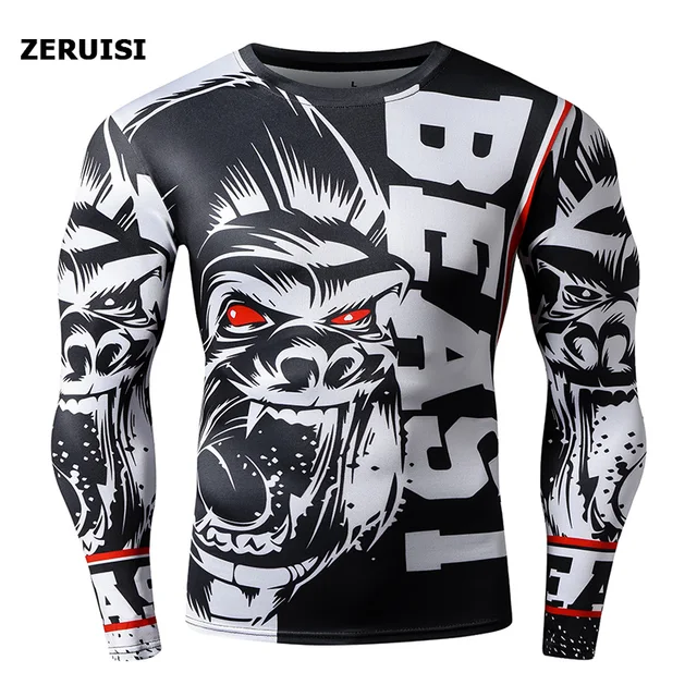 3D Printed Harajuku Fitness Tops t-shirt compression shirts Anime Men ...