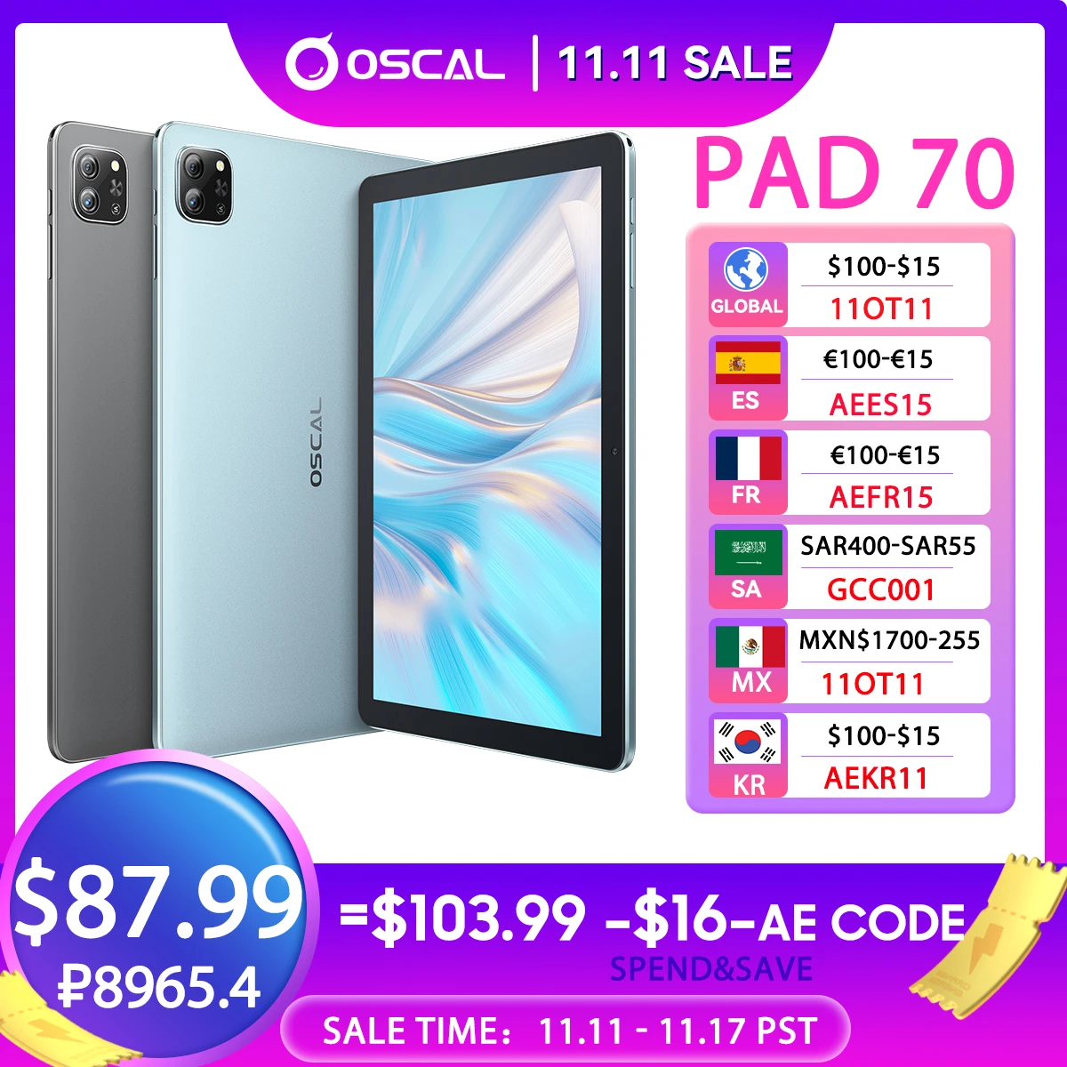 Oscal-Pad-70-Tablet-4GB-128GB-6580mAh-Battery-10-1-HD-Display-Dual-Box ...