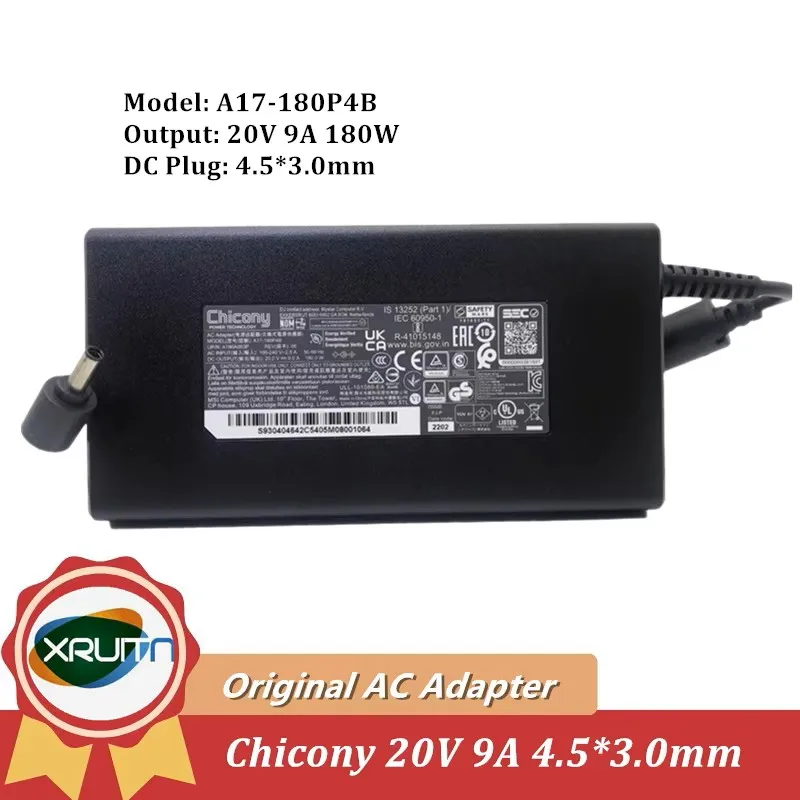 Original Chicony A17-180P4B A180A063P Power Adapter 20V 9A 180W 4.5x3 ...