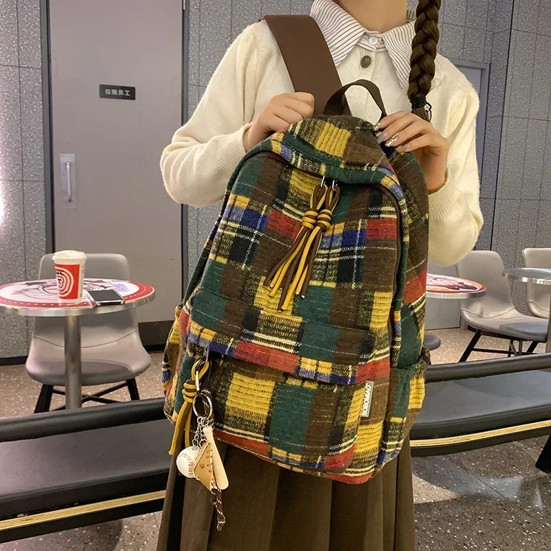 2025 New Fashion Plaid Women Backpack Student Book Bag Backpacks for ...