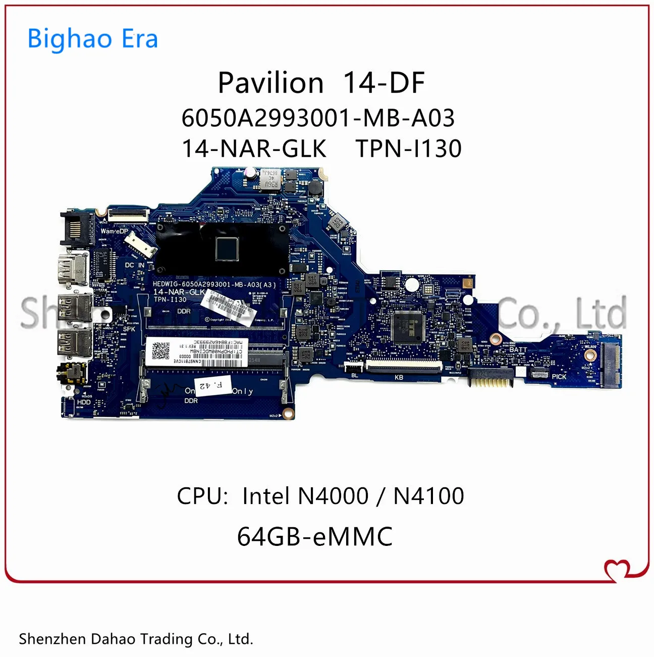 For HP 14-DF 14-DF0014CL Laptop Motherboard With N4000/N4100 CPU 64GB ...
